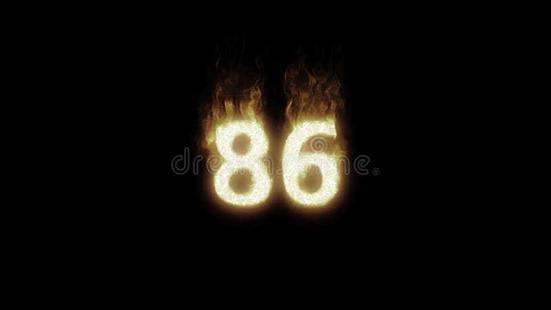Burning Number 86. Fire Number. Alpha Channel. Transparent Background ...