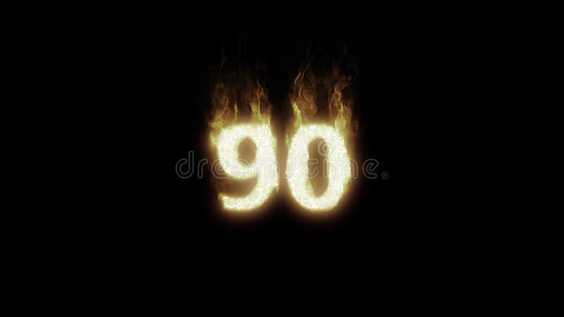 Burning Number 90. Fire Number. Alpha Channel. Transparent Background ...