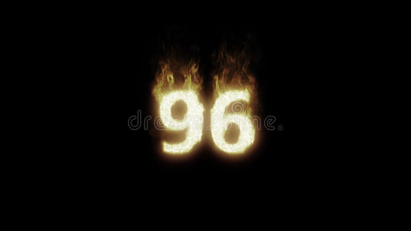 Burning Number 96. Fire Number. Alpha Channel. Transparent Background ...