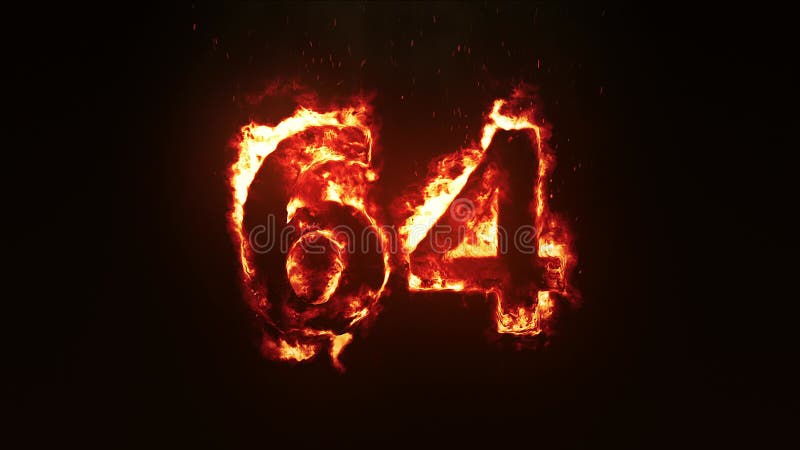 Burning Number 64. Fire Number Stock Footage - Video of flame, element ...