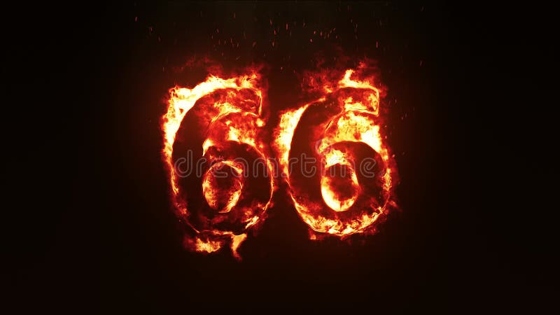 Burning Number 66. Fire Number Stock Video - Video of glowing ...