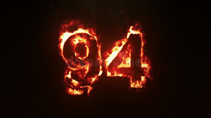 Burning Number 94. Fire Number Stock Video - Video of burn, font: 295818863