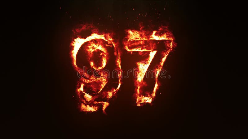 Burning Number 97. Fire Number Stock Footage - Video of fire, flaming ...