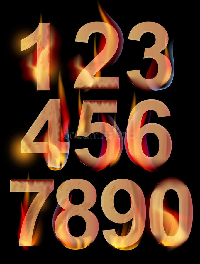 Burning numbers stock vector. Illustration of idea, numeral - 24009773