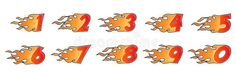 Burning numbers set black stock vector. Illustration of graphic - 154006111