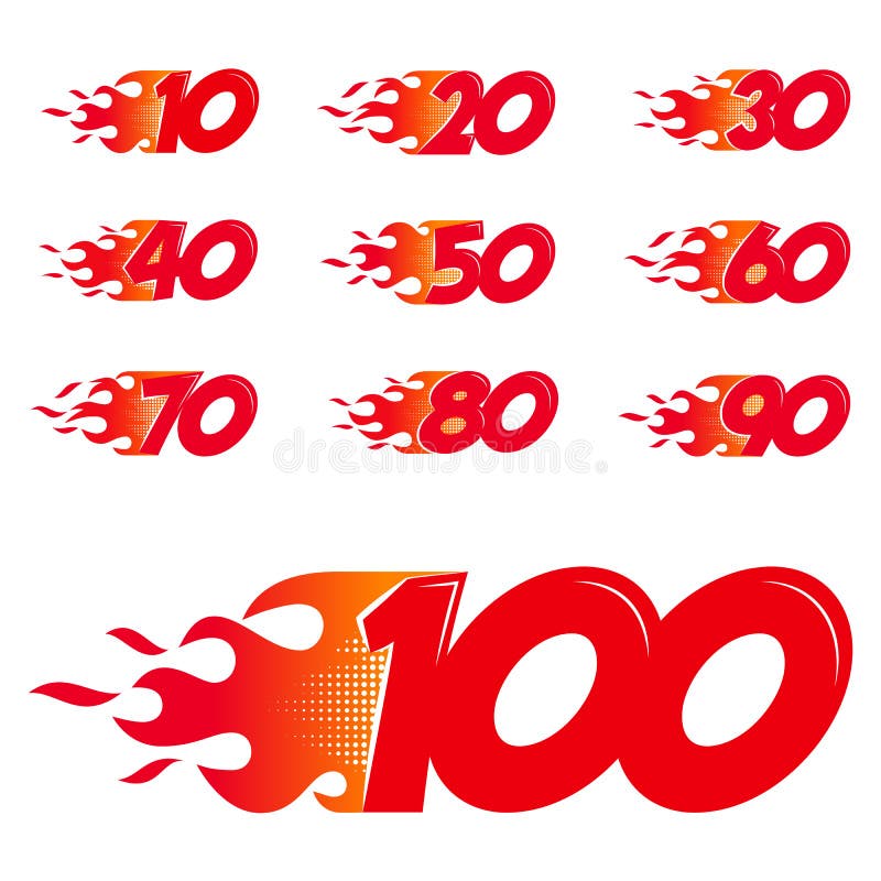 Burning numbers set black stock vector. Illustration of graphic - 154006111