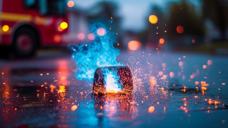 Burning Object Sparks Fire Flames Night Scene Stock Illustration ...