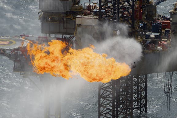 Burning off gas on a rig editorial stock image. Image of fuels - 18629799
