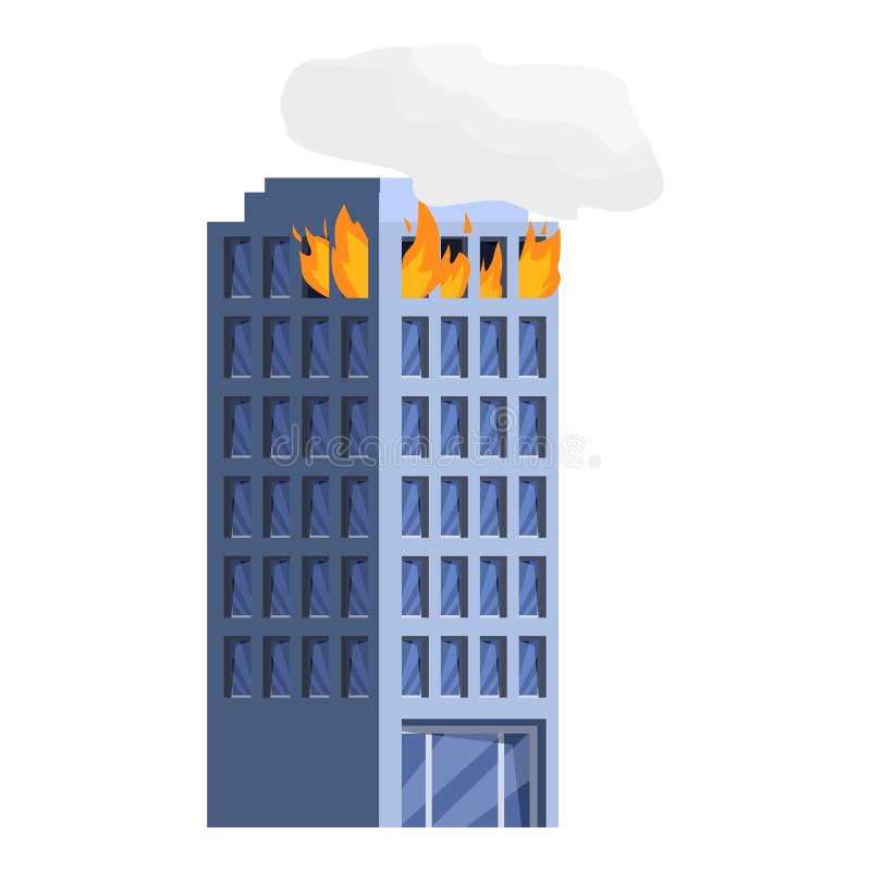 Burning Office Building with Smoke and Flames Stock Vector ...