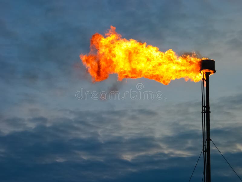 Oil gas flare stock photo. Image of danger, burning, factory - 12128692