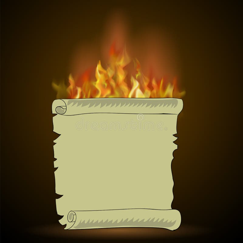 Burning Old Paper with Fire Flame Stock Illustration - Illustration of ...