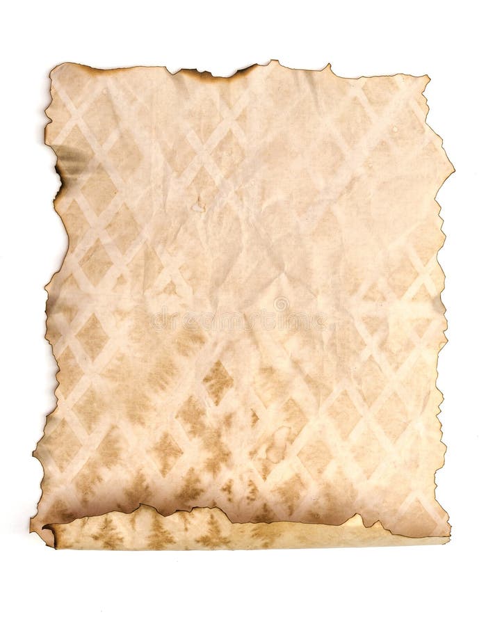 Burning Old Paper Sheet Isolated on White Stock Image - Image of design ...