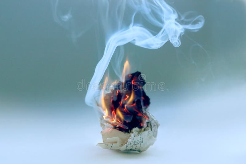 Crumpled Paper Burning in Fire and Matchbox. Stock Photo - Image of ...