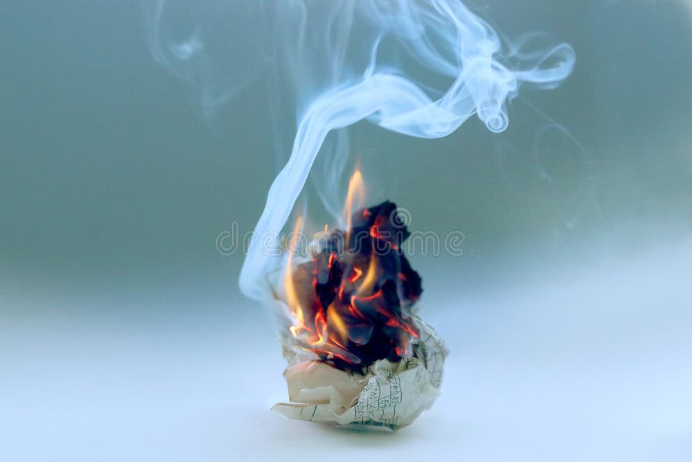 Crumpled Paper Burning in Fire. Stock Image - Image of ball, abstract ...