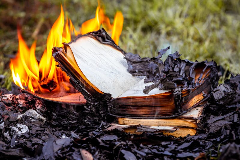 Burning Old Unnecessary Books. Books on Fire Stock Image - Image of ...