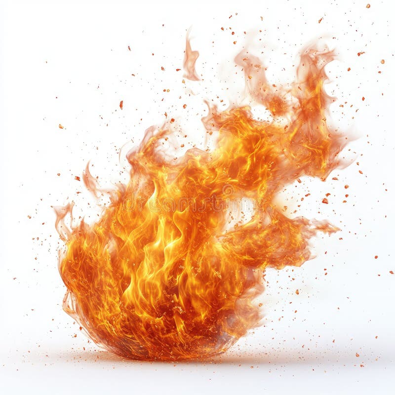Burning Orange Fire Isolate on a White Background. Bonfire Isolate ...