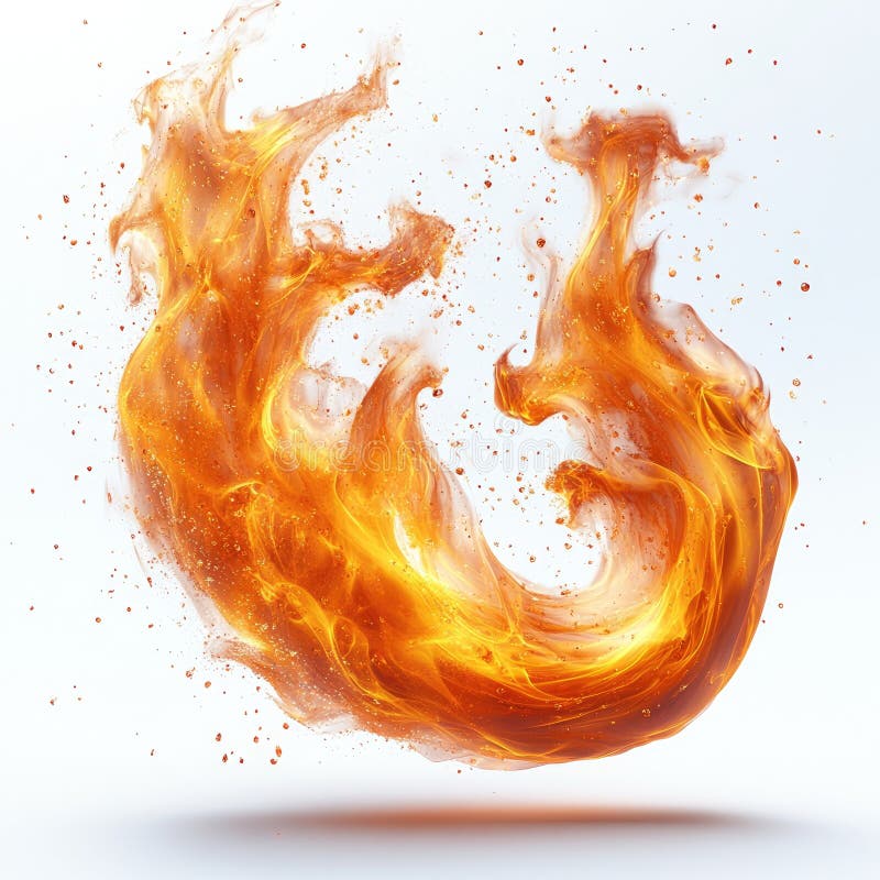 Burning Orange Fire Isolate on a White Background. Bonfire Isolate ...