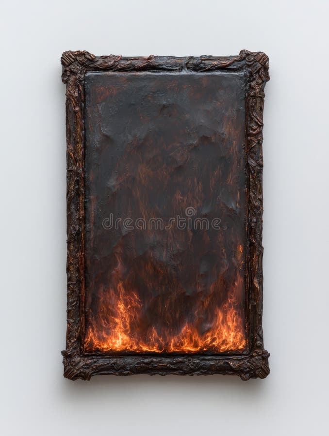 A Burning Painting with a Dark Frame. Stock Illustration - Illustration ...