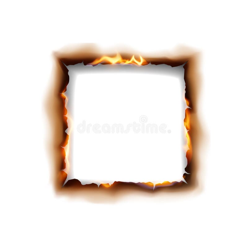 Burning Paper Border with Flames on White Background Stock Vector ...