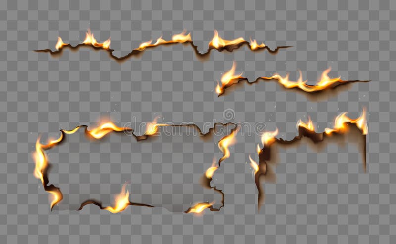 Burning Paper Edge Frames Set Stock Vector - Illustration of realistic ...