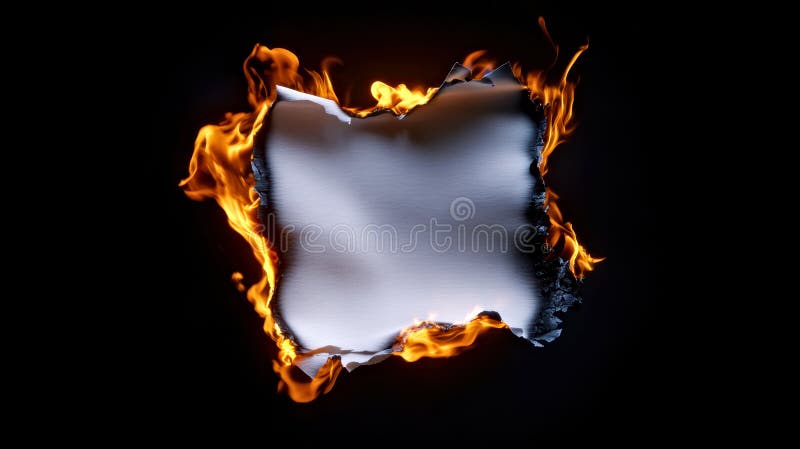 Burning Paper on Fire with Flames Isolated on Black Background Stock ...