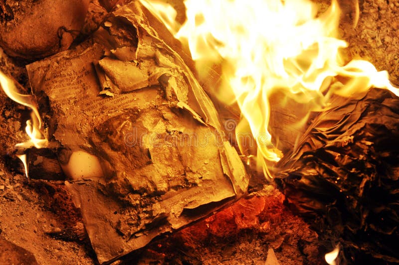 Burning paper stock photo. Image of fire, combustion - 31878846