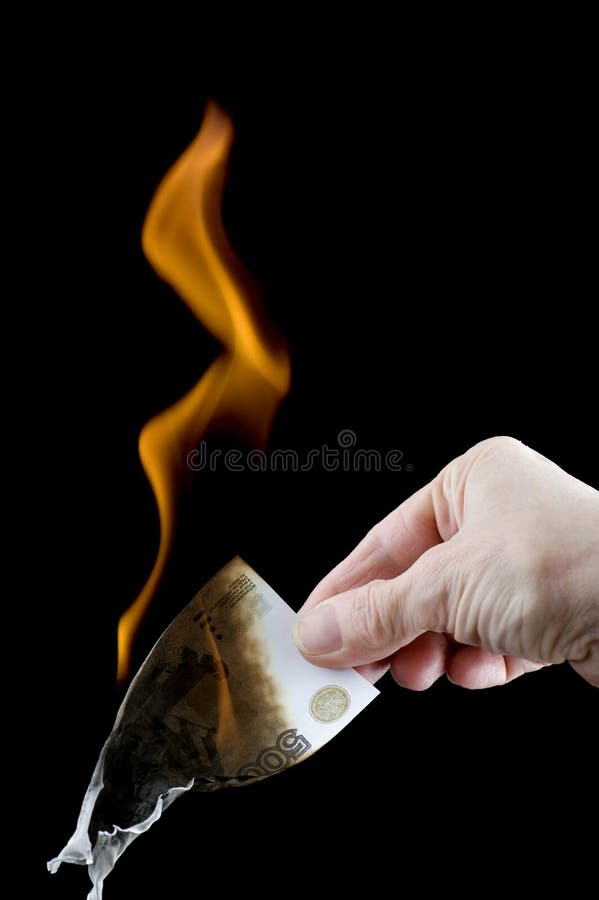 Burning paper money stock image. Image of paper, burning - 8135331