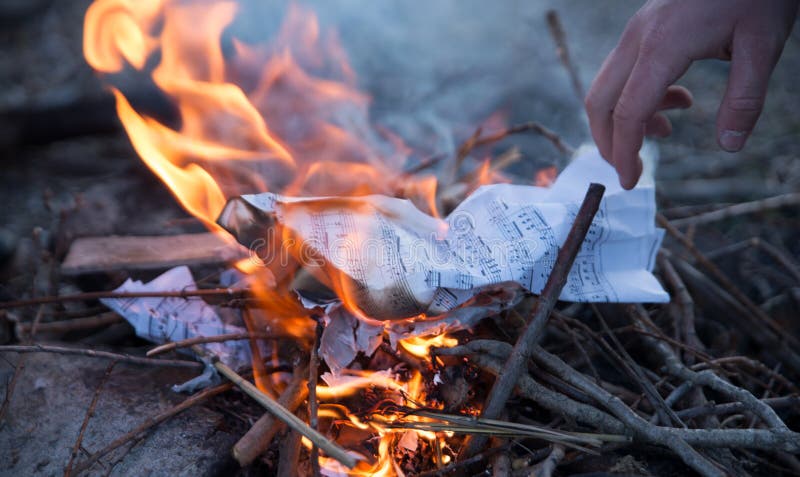 Burning Paper with Music Notes Stock Image - Image of paper, fire: 93684661