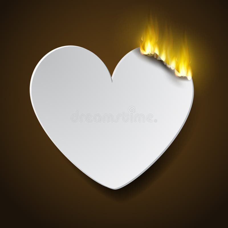 Burning paperc heart stock vector. Illustration of heat - 83760604