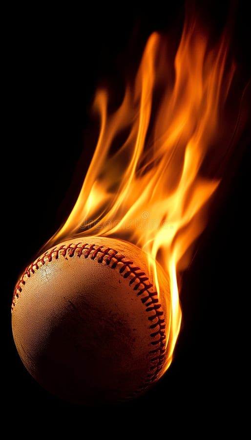 Burning Passion Close-Up of Baseball Engulfed in Intense Flames ...
