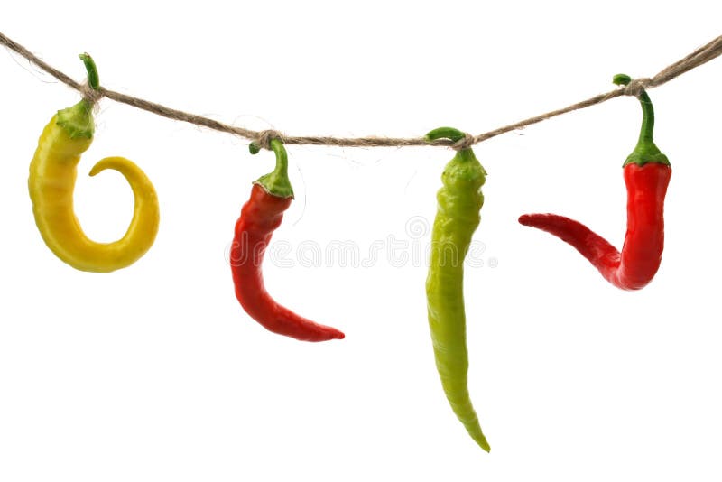 Chili to dry on a rope stock photo. Image of detail, delicious - 33199322