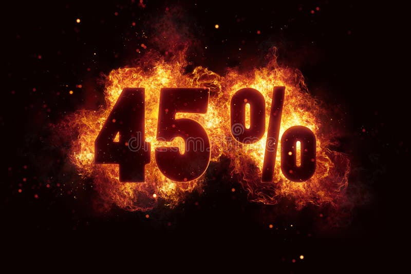 Burning 45 Percent Sign Discount Offer Fire Off Stock Illustration ...