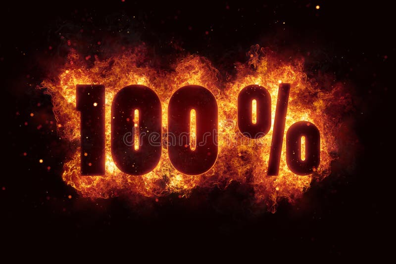 Burning 100 Percent Sign Discount Offer Fire Off Stock Illustration ...