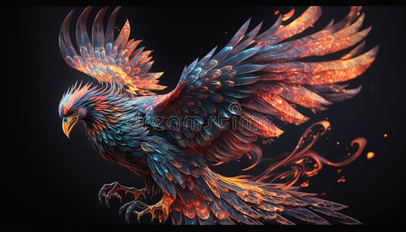 Burning Phoenix Head on the Dark Background. Generative AI Stock Photo ...