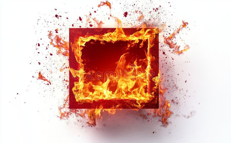 A Burning Picture Frame on a See-through Background, Mockup, with Space ...
