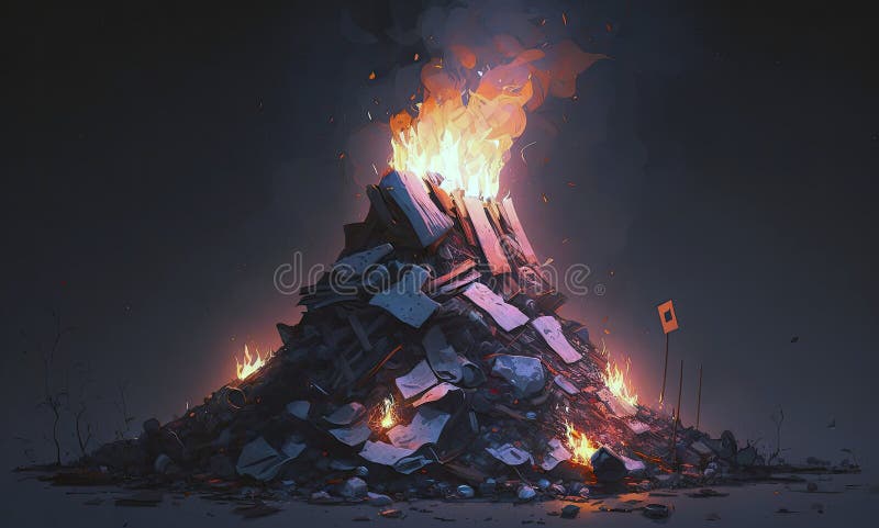 Burning Pile of Garbage. Generative AI Stock Illustration ...
