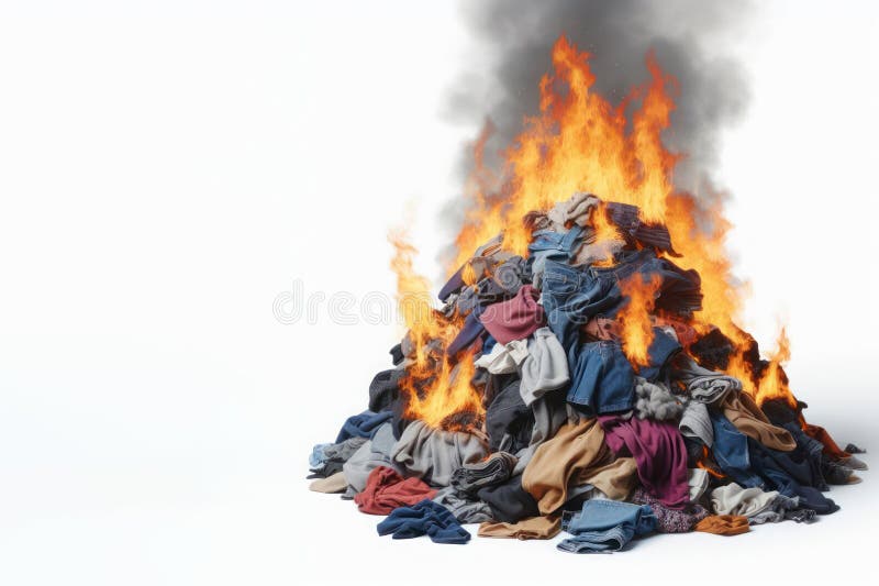 Burning a Pile of Old Clothes. Space for Text. Stock Illustration ...