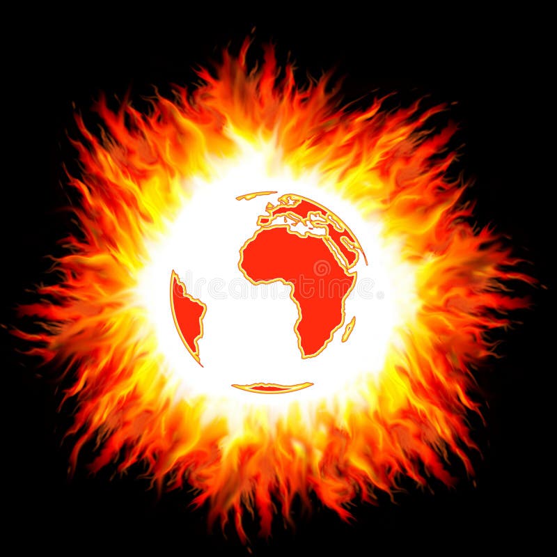 Burning planet stock illustration. Illustration of orange - 532875