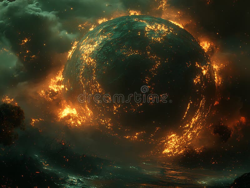 Burning Planet, Apocalyptic Storm Stock Photo - Image of environmental ...