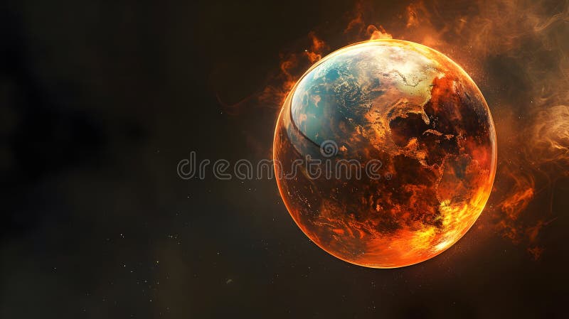 Burning Planet Earth 3D Illustration Stock Illustration - Illustration ...