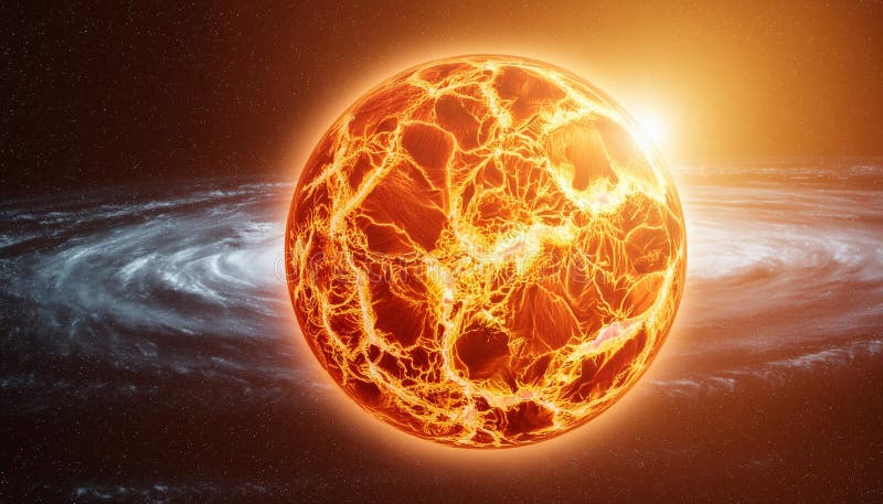 Burning Planet Exploding in Outer Space with Galaxy Background Stock ...
