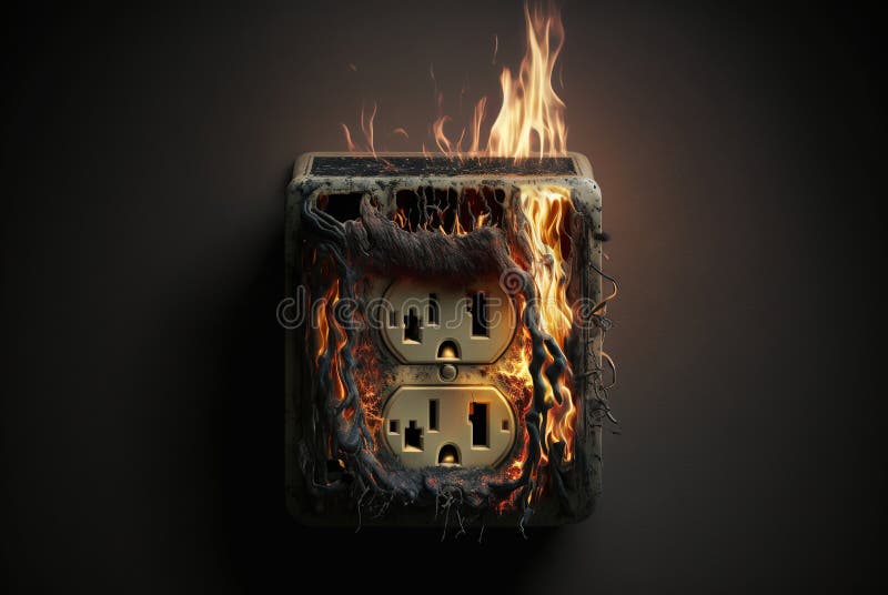 Burning Plug from a Short Circuit at Home. Ai Generated Stock ...