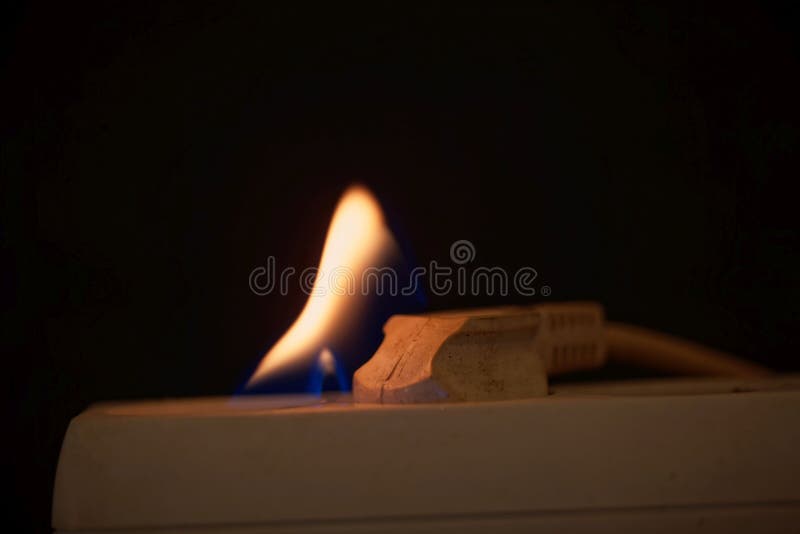 Burning Plug Socket with a Flame Stock Image - Image of power, isolated ...