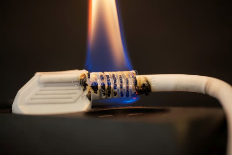 Burning Plug Socket with a Flame Stock Image - Image of circuit ...