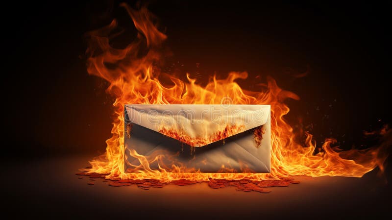 Burning Postal Envelope with a Letter on an Isolated Background AI ...