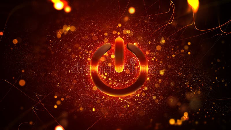 Burning Power Button stock photo. Image of circle, fire - 260789600
