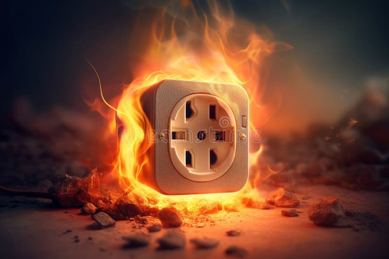 Burning Power Socket Cord. Generate Ai Stock Illustration ...