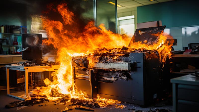 Burning Printer Stock Illustrations – 29 Burning Printer Stock ...