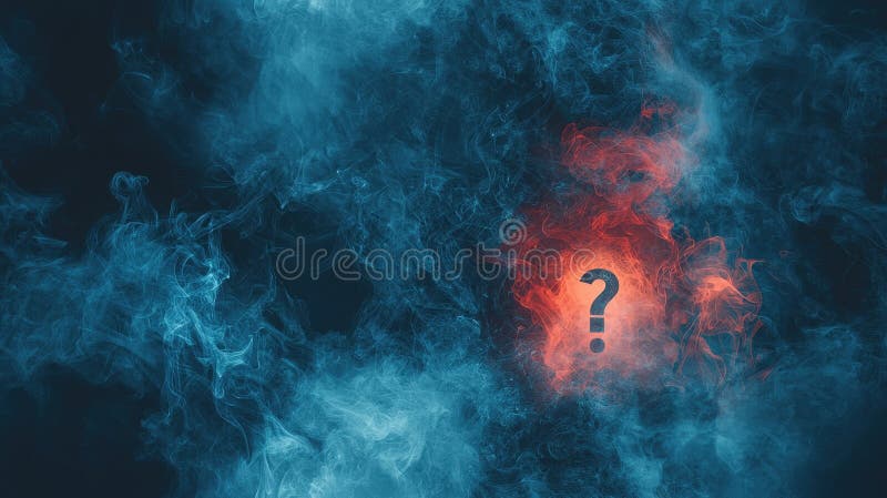 Burning Question Mark Amidst Blue Smoke Stock Photo - Image of abstract ...