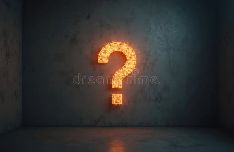 Burning Question Mark in Dark Grey Room Illustrates Problem Solving ...